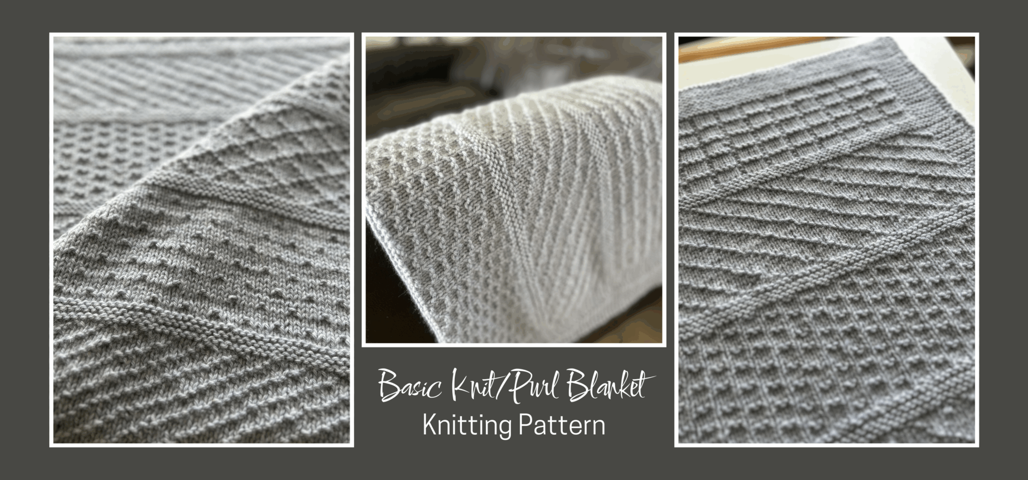 Simple Knit and Purl Blanket knitting pattern - KnotEnufKnitting